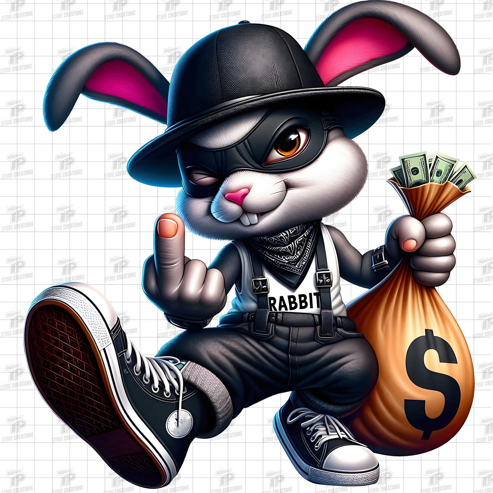 Rabbit Thief Png - Hip Hop Gangster Rabbit With Money Bag, Thief of ...