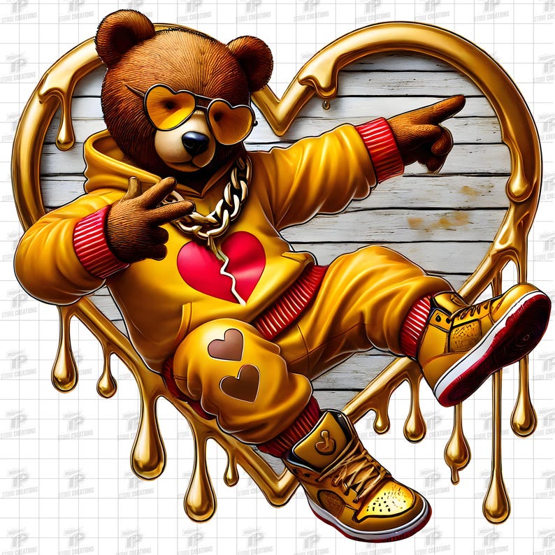 Hip Hop Teddy Bear PNG, Dripping Honey Png, Teddy Bear Png, Streetwear ...
