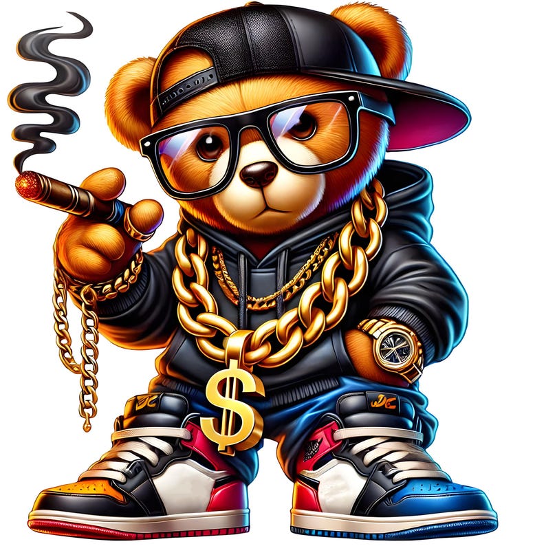 Gangster Bear PNG, Hip Hop Teddy Bear Png, Rich Gangster Teddy Bear Png ...