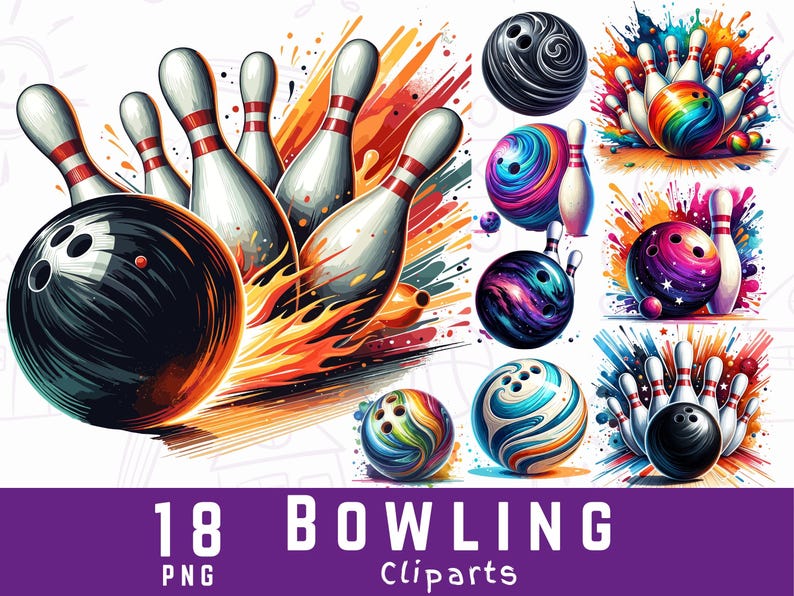 Watercolor Bowling Clipart: Sports PNG Bundle (digital Download) - Etsy