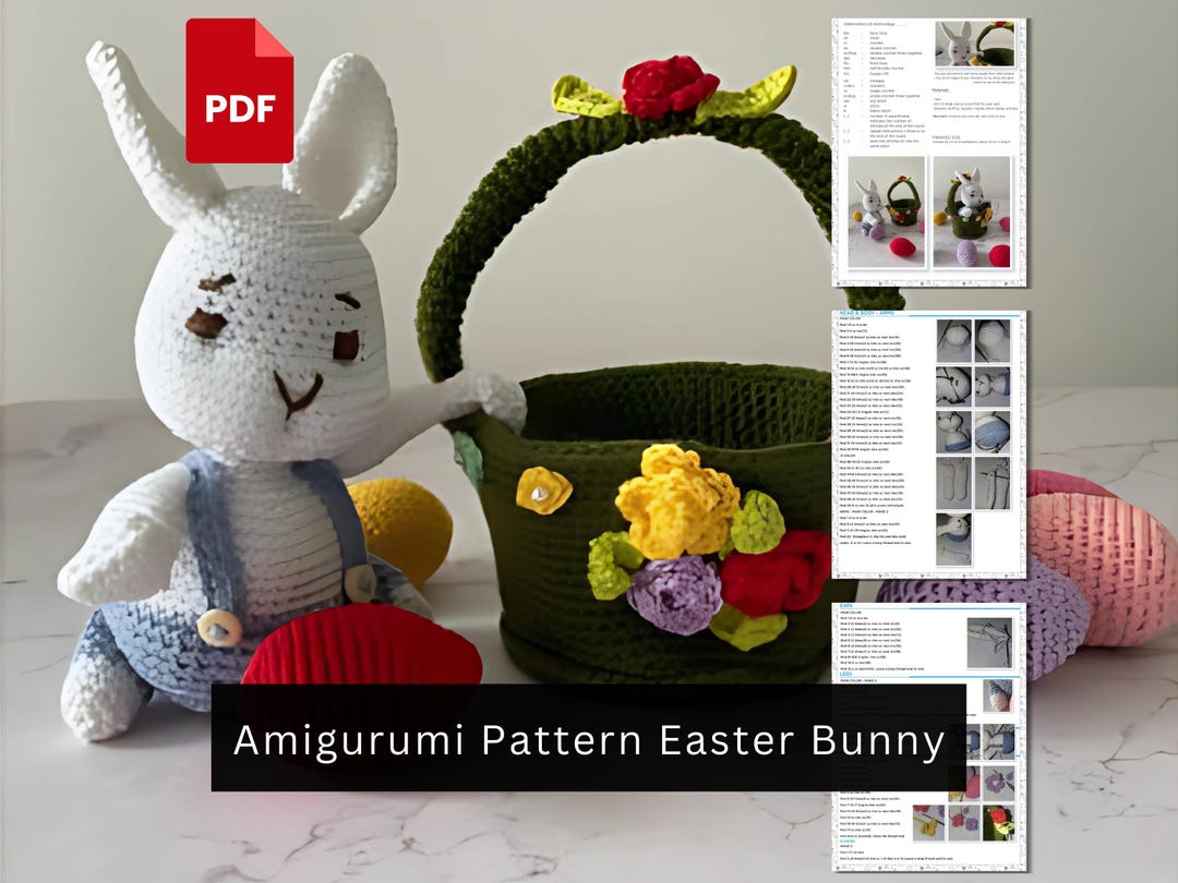 Easter Bunny Amigurumi Crochet Pattern PDF | 14cm Rabbit Doll Tutorial ...