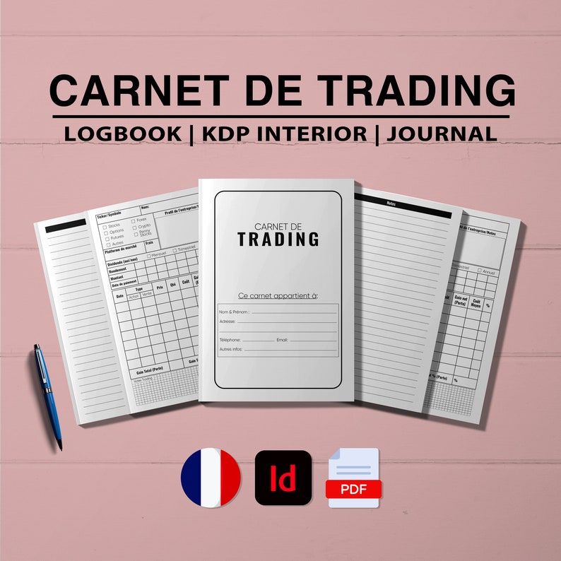 Trading Journal Printable French Logbook KDP Interior Pdf & Indesign ...