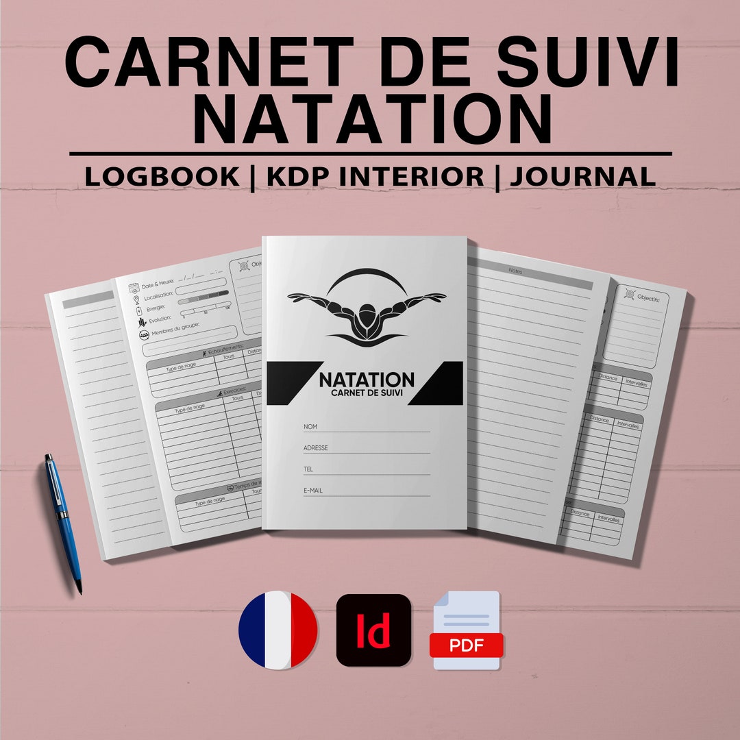 Swimming Logbook Printable French Logbook KDP Interior Pdf & Indesign ...