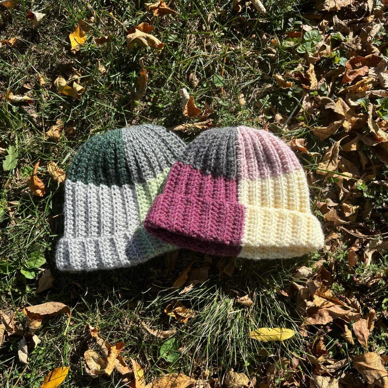 Crochet Patchwork Beanie Pattern: Easy Beginner PDF, Adult Size - Etsy