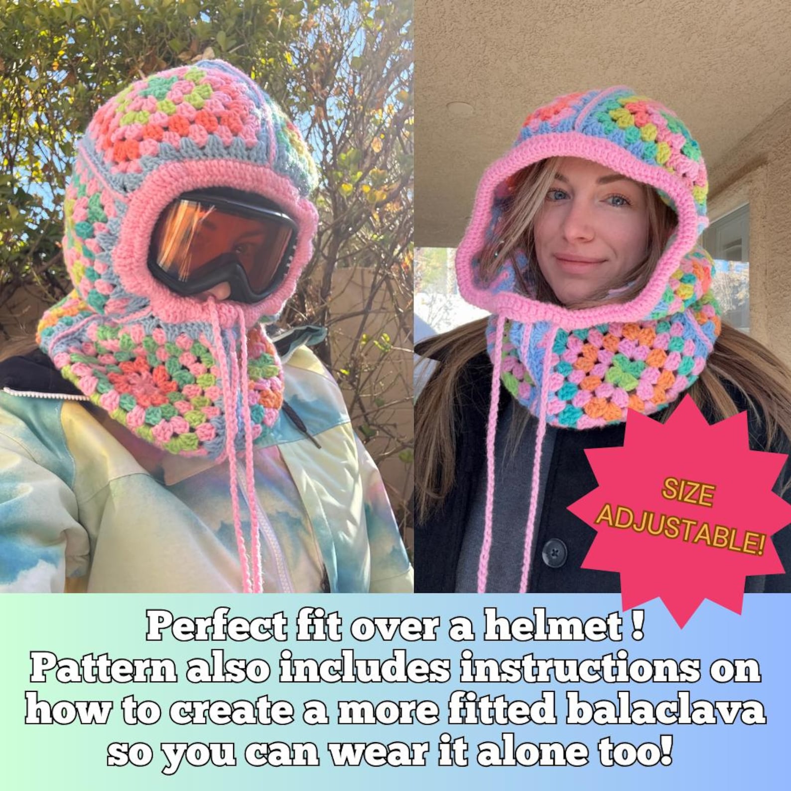 Granny Square Balaclava | Snowboard Hood | Crochet Pattern | Beginner ...