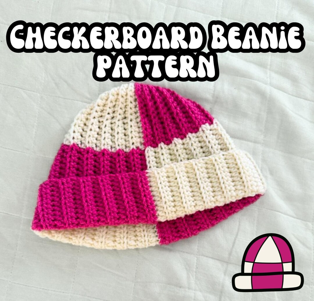 Checkerboard Crochet Beanie Pattern: Seamless Color Block (PDF Pattern ...