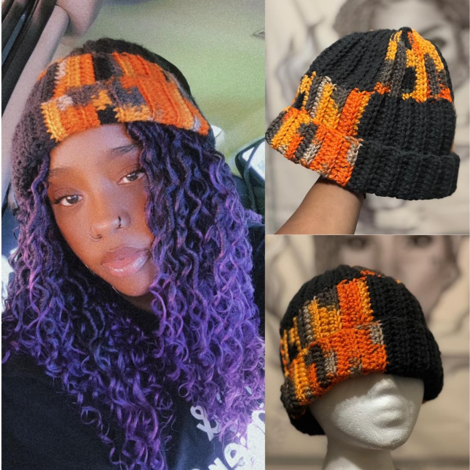 Checkerboard Crochet Beanie Pattern: Seamless Color Block (PDF Pattern ...