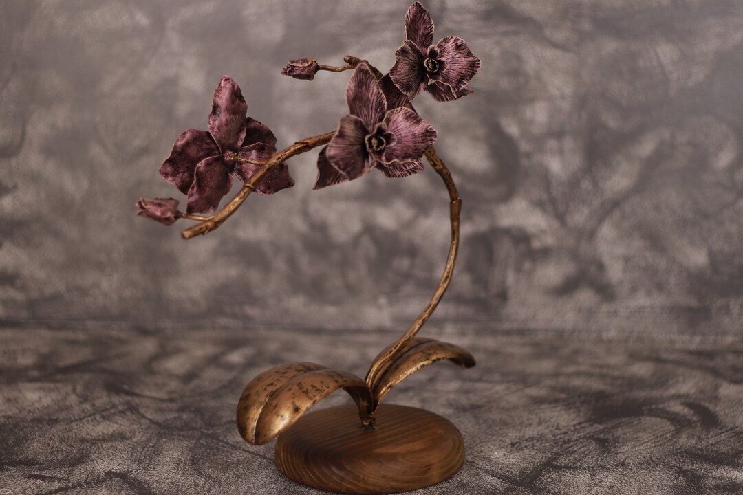 Metal Orchid Hand-forged Iron Flower Anniversary Gift - Etsy