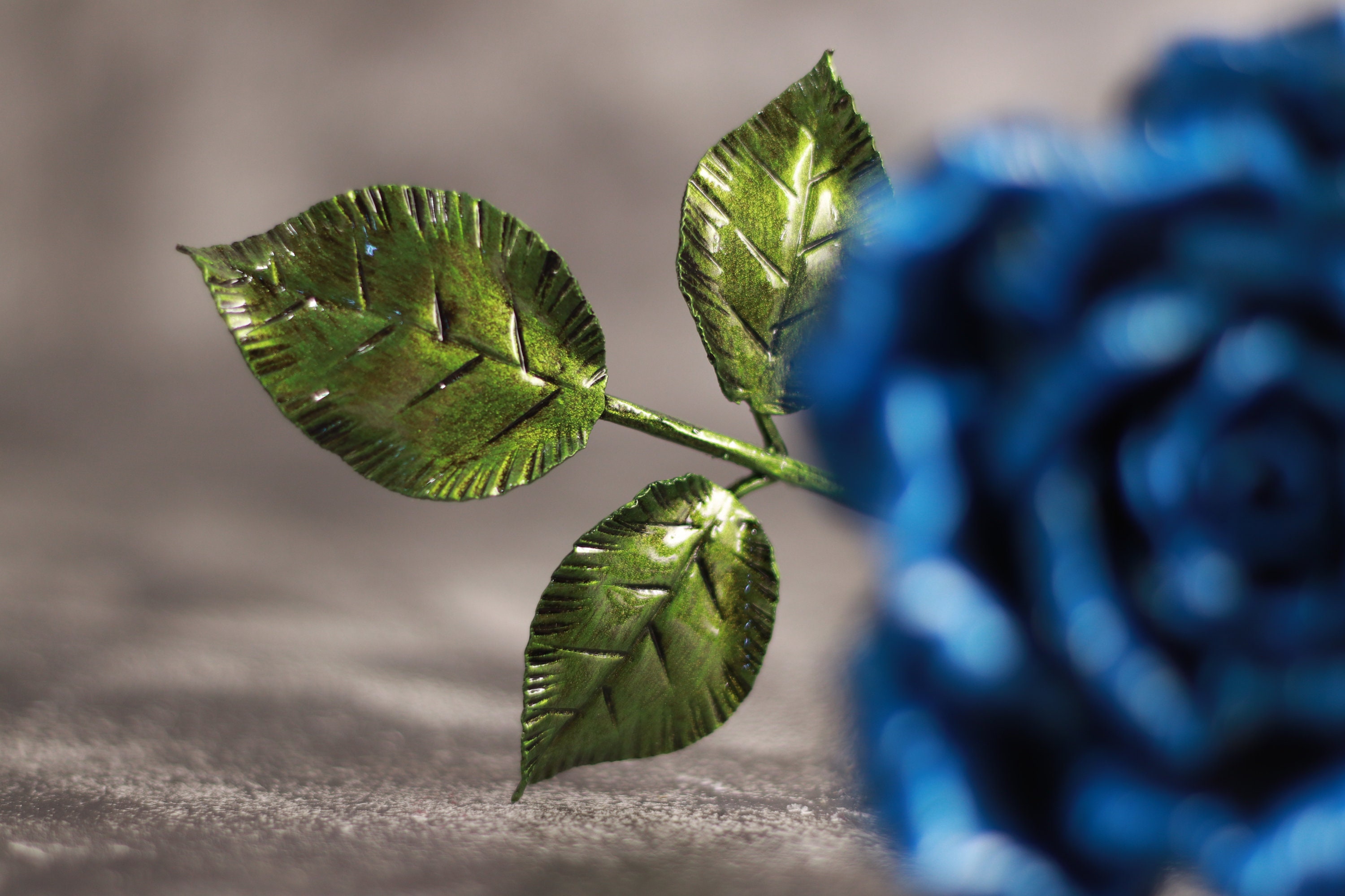 Forged Metal Blue Rose - Forever Iron Rose for Her - Wrought Iron Rose ...