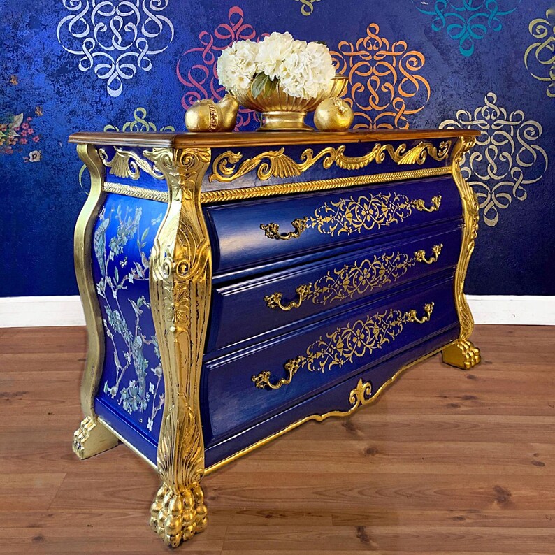 French Country Bombe Chest Vintage Commode Large Bombe Dresser Luxury ...