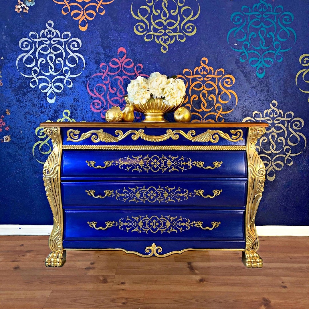 French Country Bombe Chest | Vintage Commode | Large Bombe Dresser ...