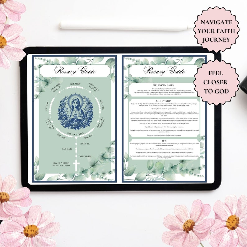 Devotional Catholic Rosary Prayer Guide Prayer Board Kit Printable ...