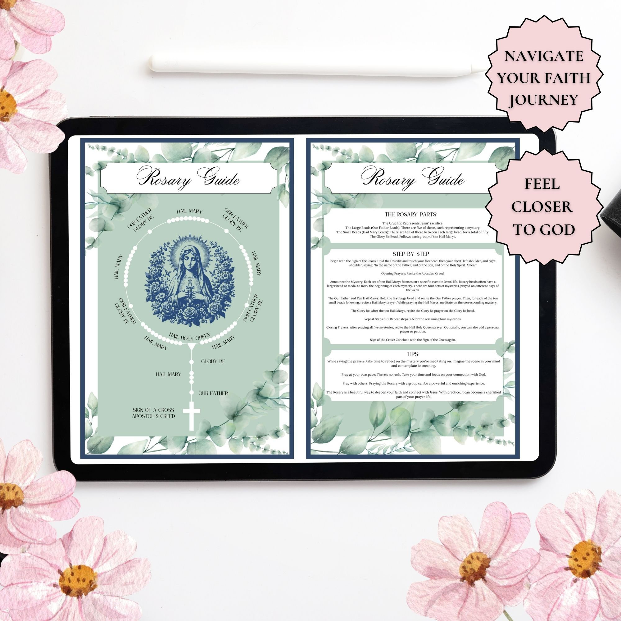 Devotional Catholic Rosary Prayer Guide Prayer Board Kit Printable ...