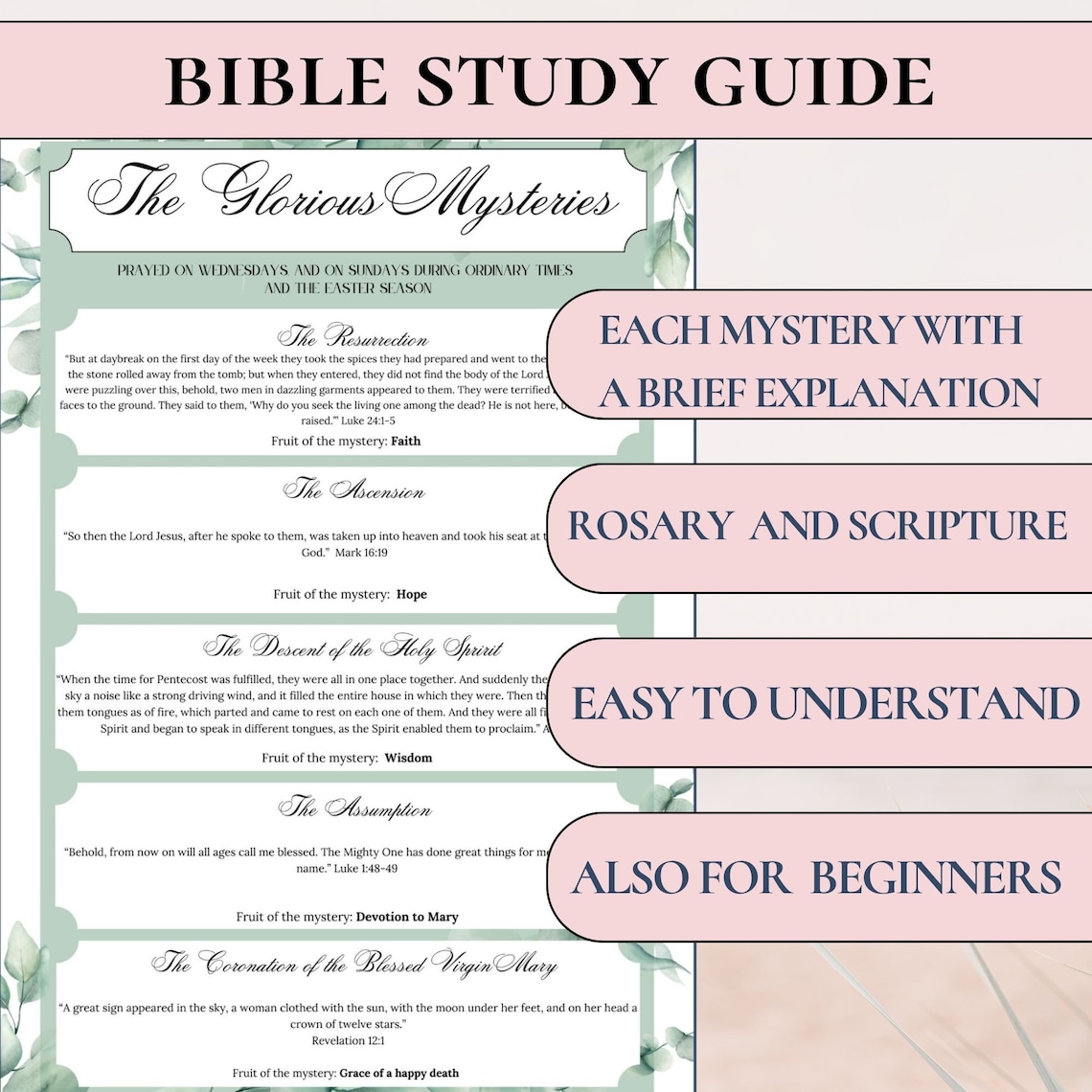 Devotional Catholic Rosary Prayer Guide Prayer Board Kit Printable ...