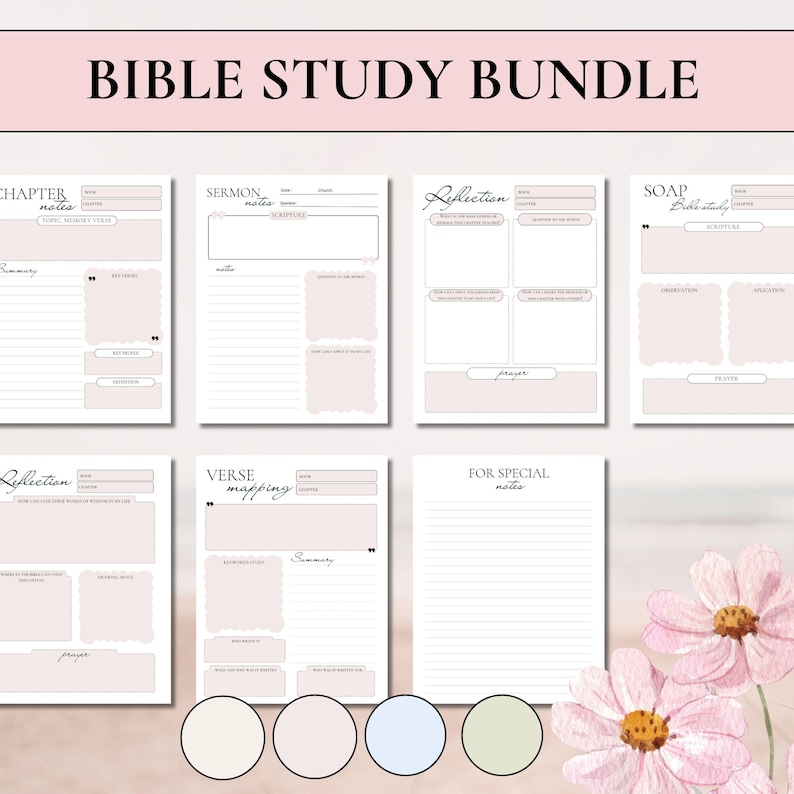 Bible Study Guide Bundle | Printable Bible Study Template | Christian ...