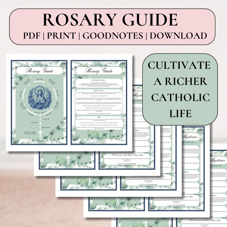 Devotional Catholic Rosary Prayer Guide Prayer Board Kit Printable ...