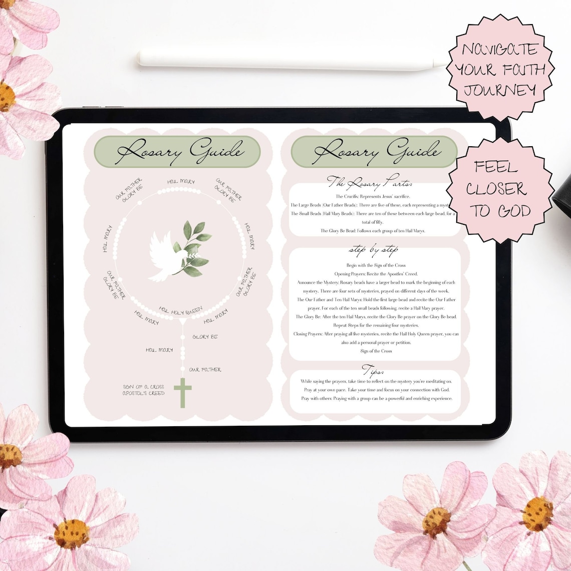 Rosary Prayer Guide Prayer Board Kit Printable Rosary Beginner Guide ...