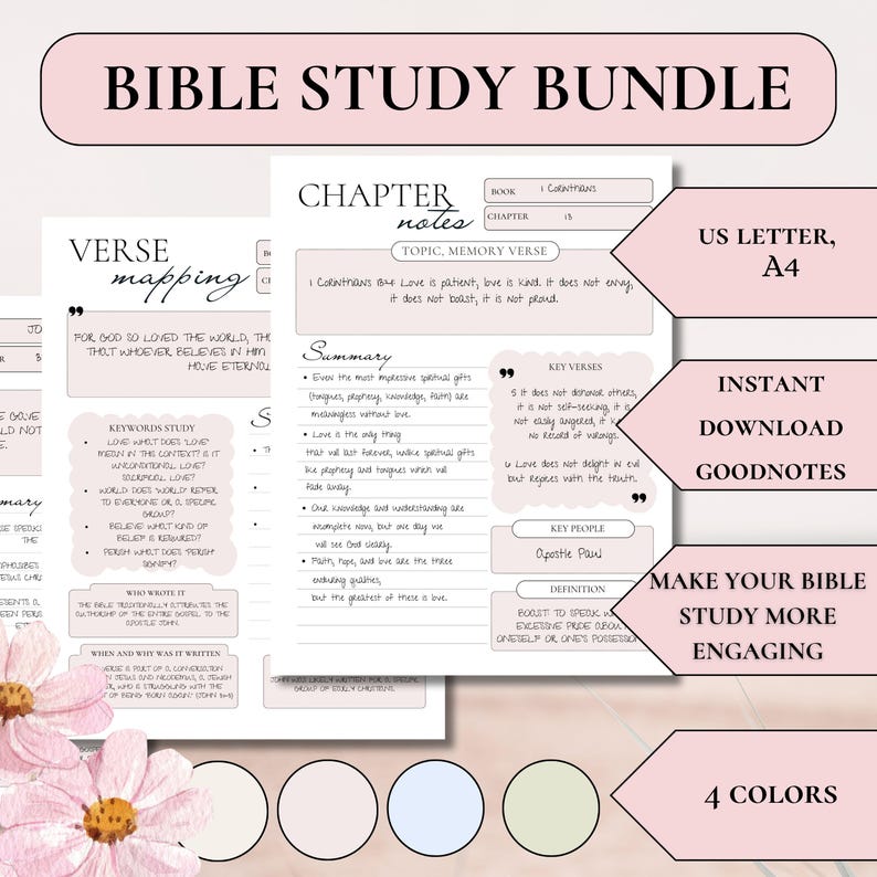 Bible Study Guide Bundle | Printable Bible Study Template | Christian ...
