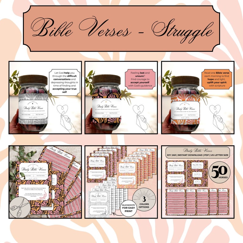 BUNDLE Prayer Jar Printable, Scripture Jar, the Hope Jar Bible Verses ...