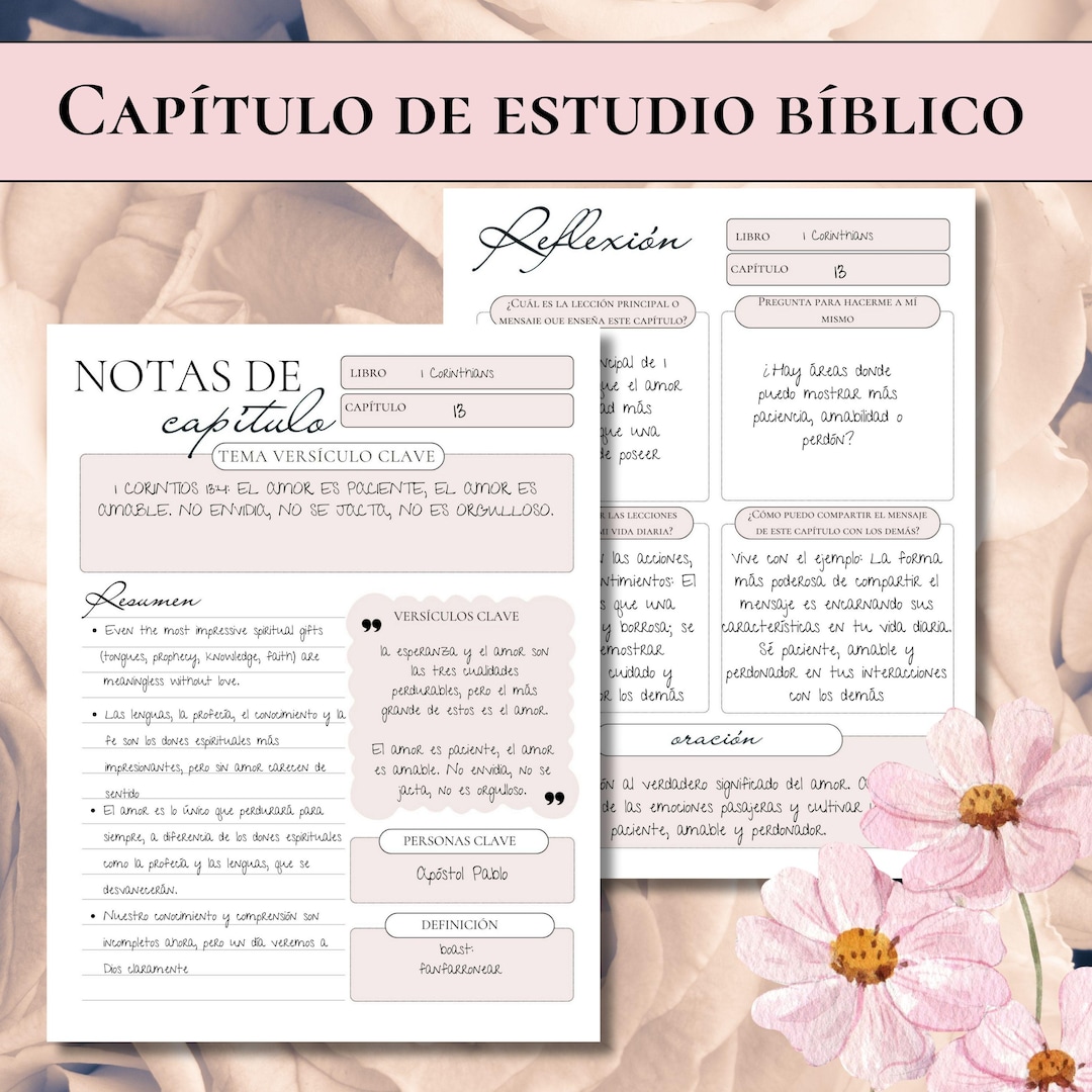 Spanish Bible Study Printable, Bible Scriptures Digital Bible Summary ...