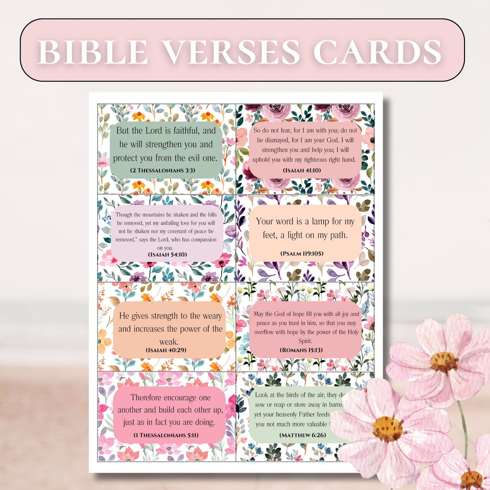 Bible Verse Cards, Printable Scripture Cards, Bible Study Tools, Mini ...