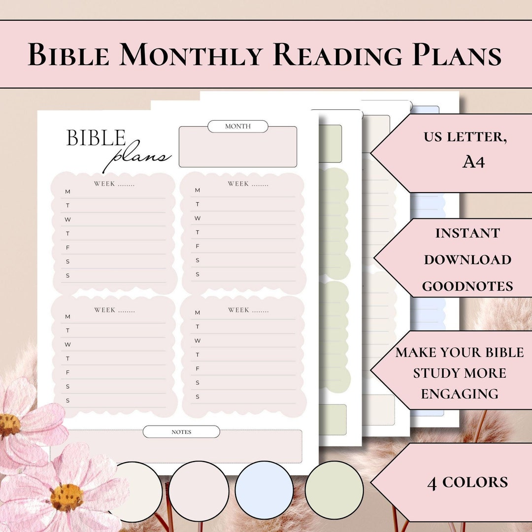 Bible Reading Plan Printable, Bible Reading Tracker, Bible Study ...