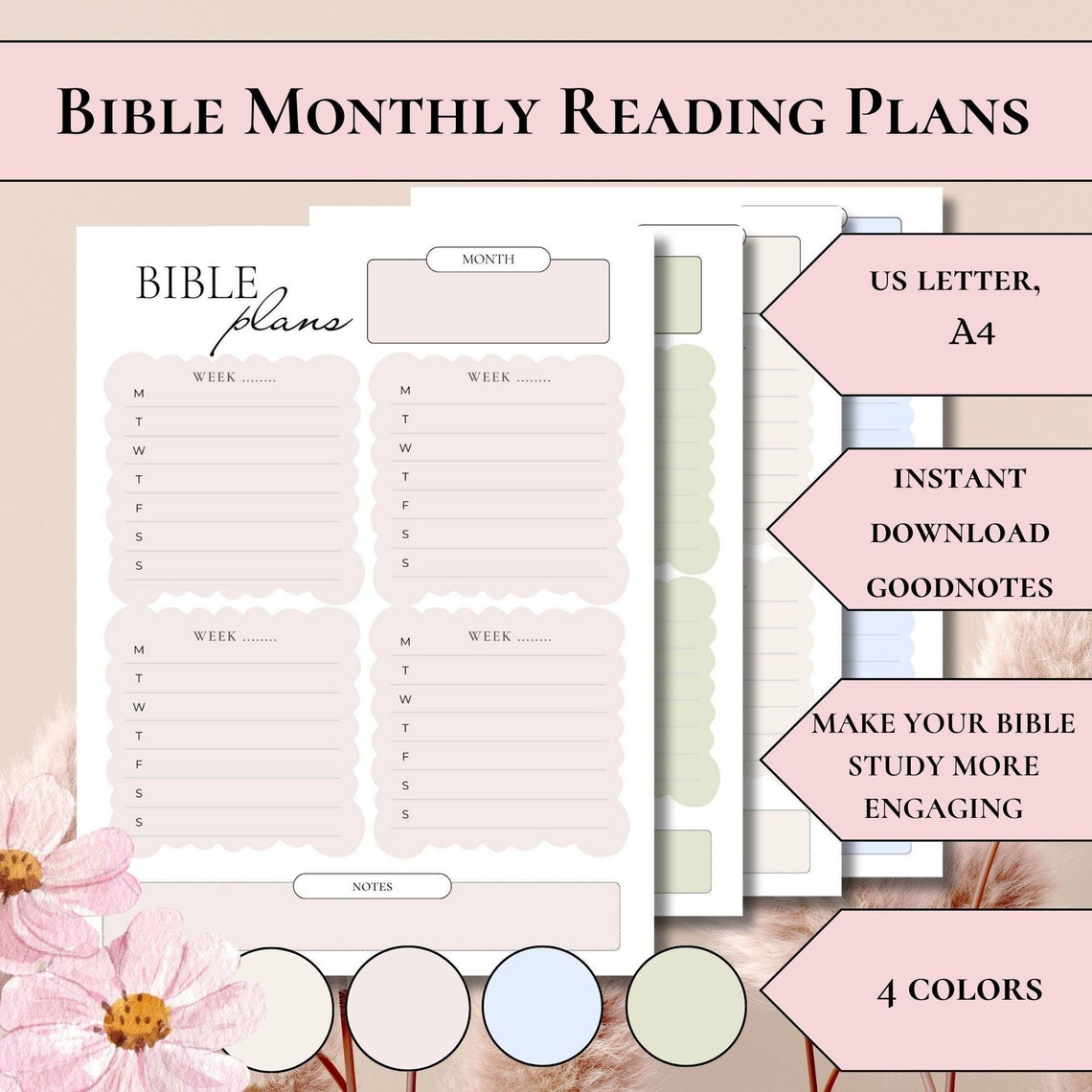 Bible Reading Plan Printable Daily Bible Reading Tracker Bible Study ...