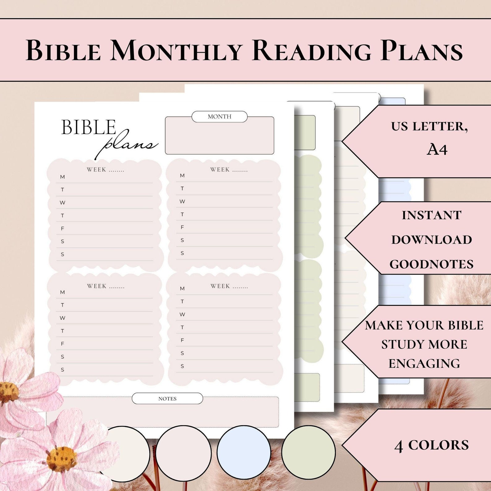 Bible Reading Plan Printable, Bible Reading Tracker, Bible Study ...