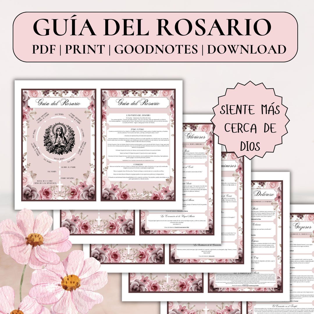 Spanish Catholic Rosary Prayer Guide, Prayer Board Kit, Printable ...