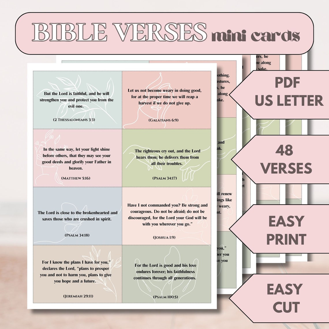 Bible Verse Card, Prayer Affirmation Cards, Printable Scripture Cards ...