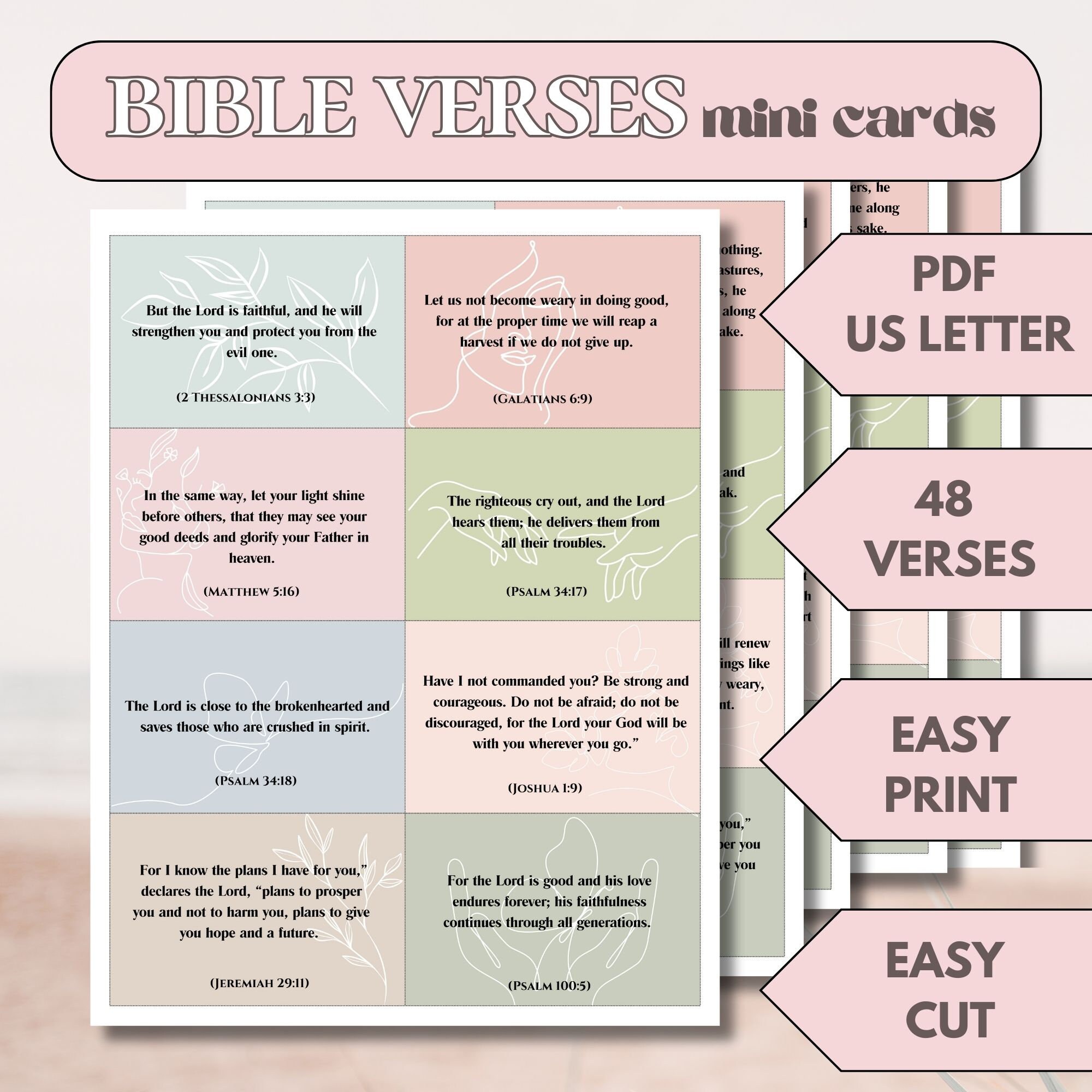 Bible Verse Card, Prayer Affirmation Cards, Printable Scripture Cards ...