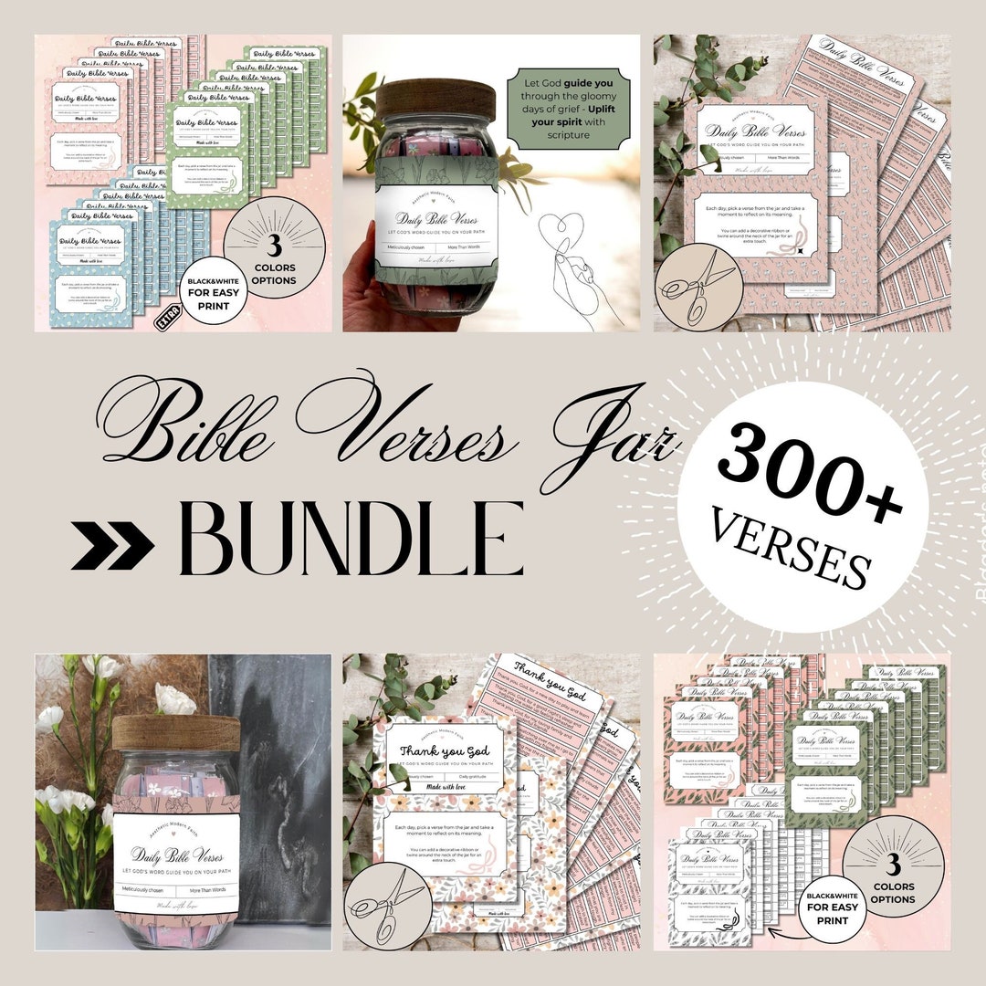 BUNDLE Bible Verse Jar, Scripture Jar, Printable Bible Scriptures, Read ...