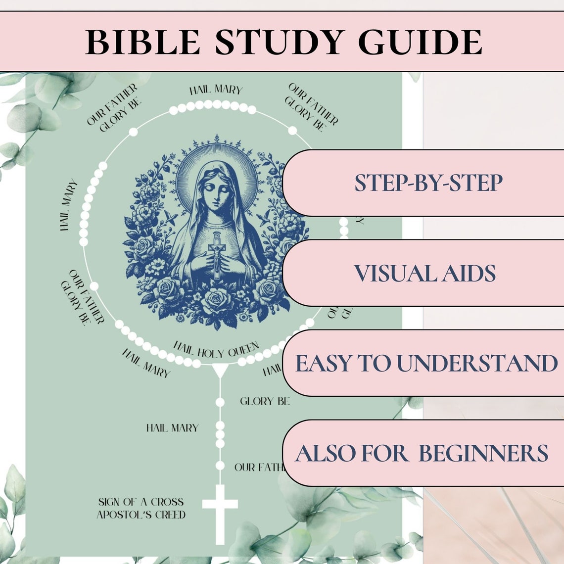 Devotional Catholic Rosary Prayer Guide Prayer Board Kit Printable ...