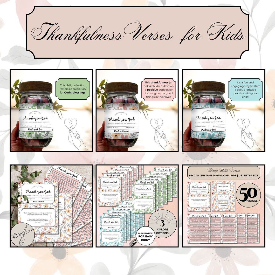 BUNDLE Prayer Jar Printable, Scripture Jar, the Hope Jar Bible Verses ...