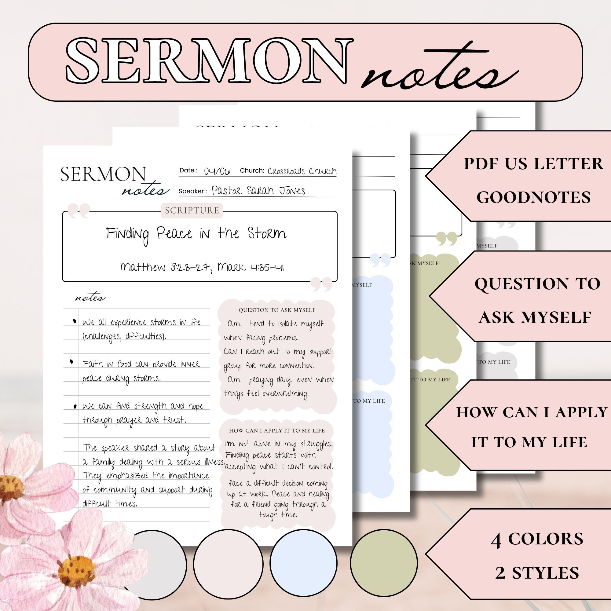 Sermon Notes, Worship Journal, Printable Sermon Journal, Prayer Board ...