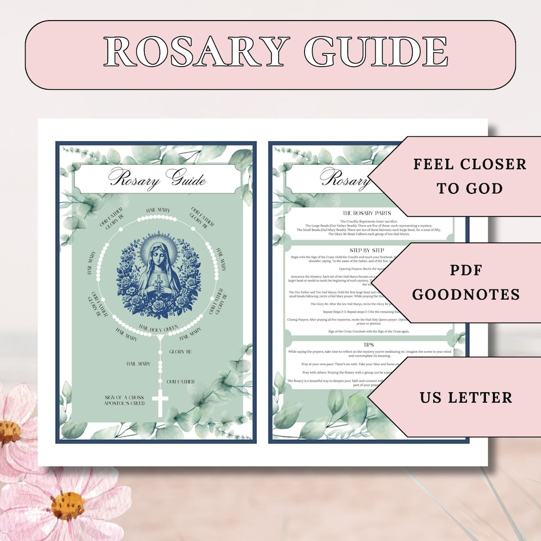 Devotional Catholic Rosary Prayer Guide Prayer Board Kit Printable ...