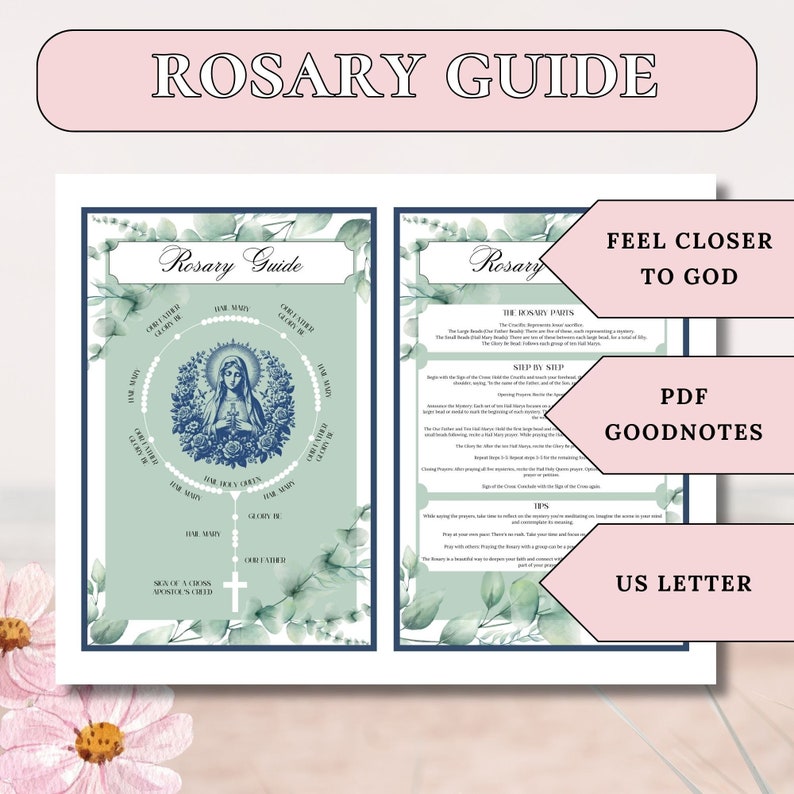 Devotional Catholic Rosary Prayer Guide Prayer Board Kit Printable ...