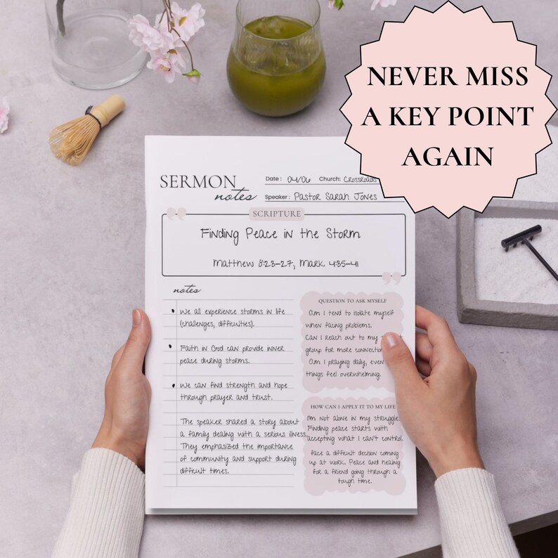 Sermon Notes, Worship Journal, Printable Sermon Journal, Prayer Board ...
