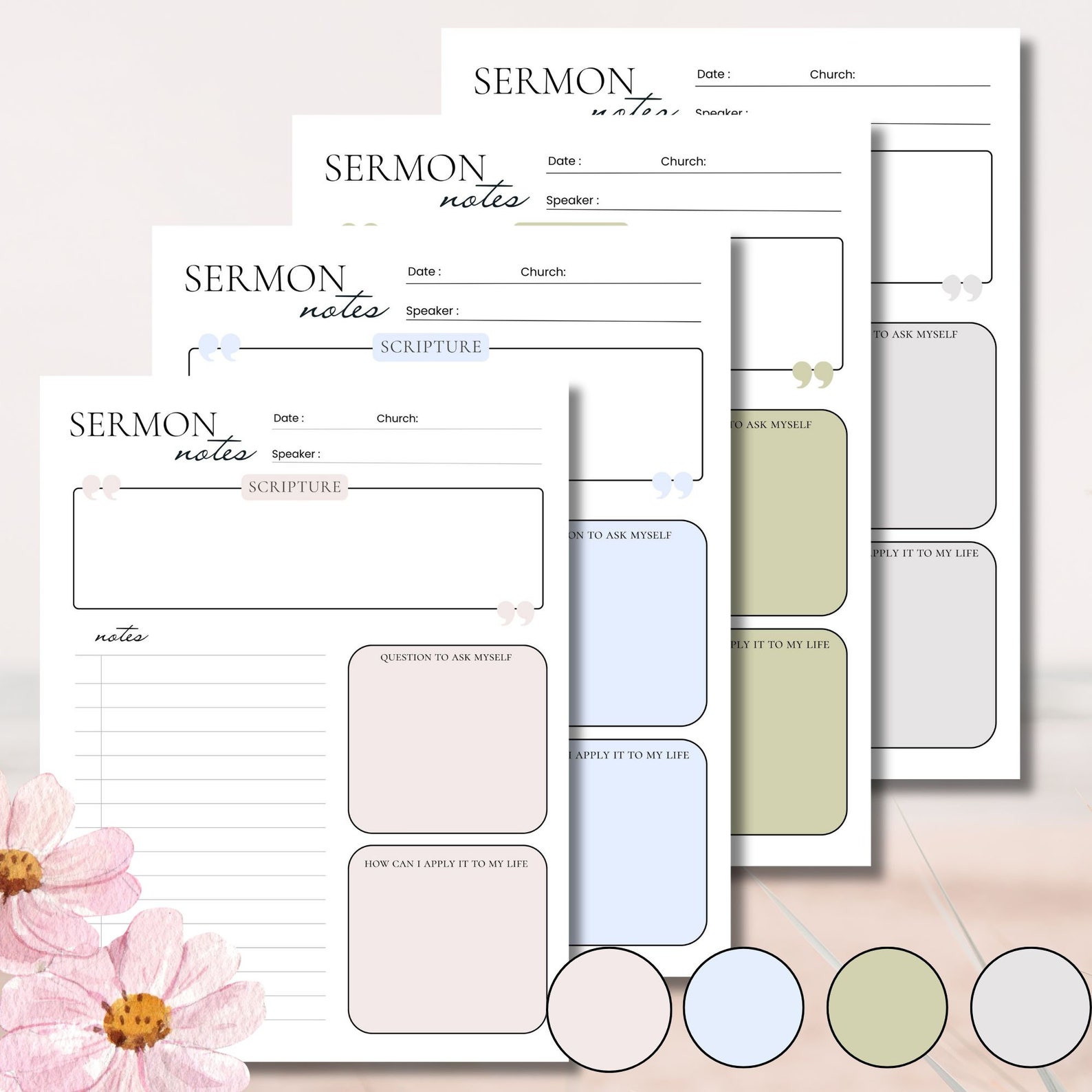 Sermon Notes, Worship Journal, Printable Sermon Journal, Prayer Board ...