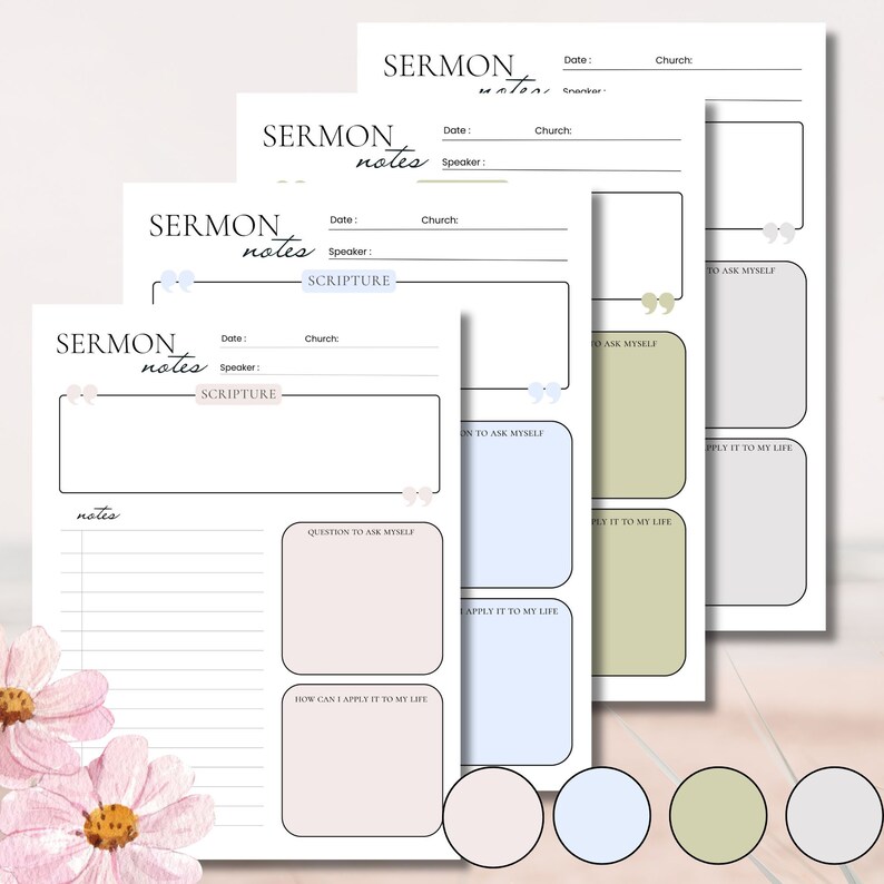 Sermon Notes Worship Journal Printable Sermon Journal Prayer Board Kit ...