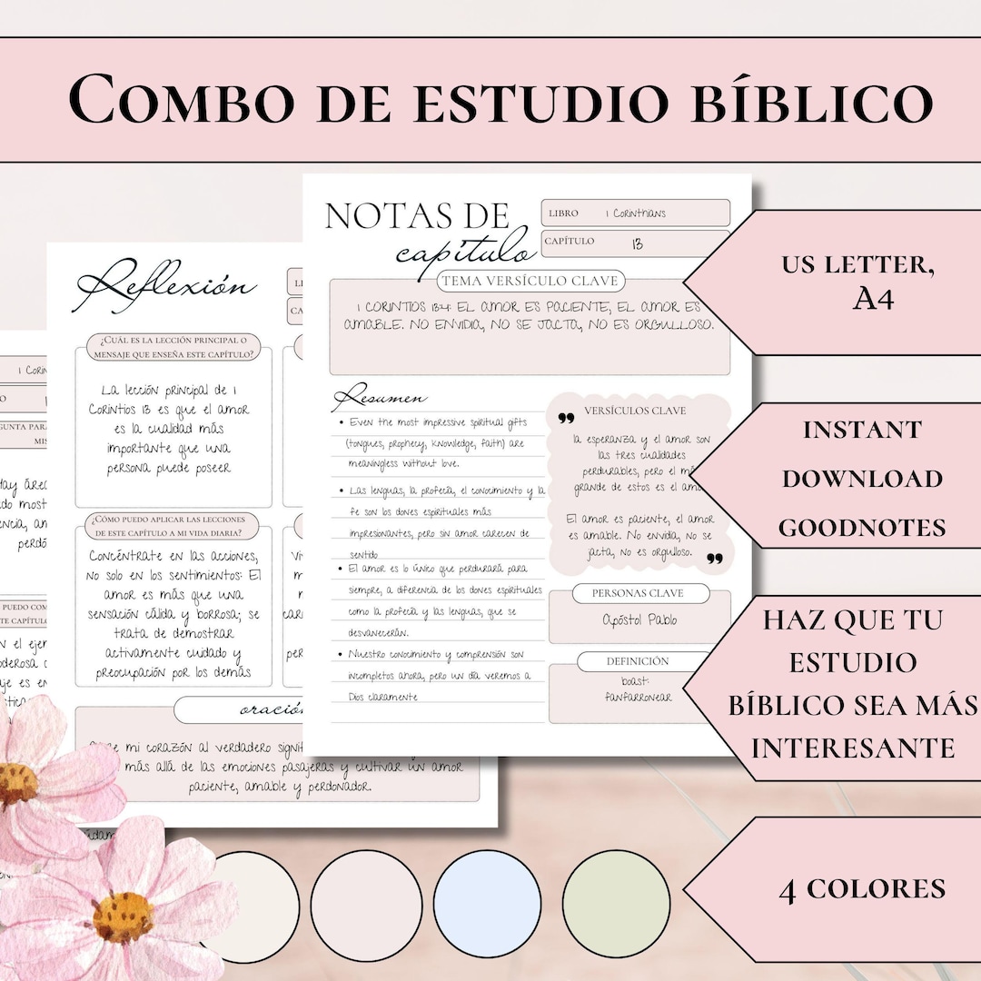 Spanish Bible Study Bundle Printable Bible Scripture, Bible Chapter ...