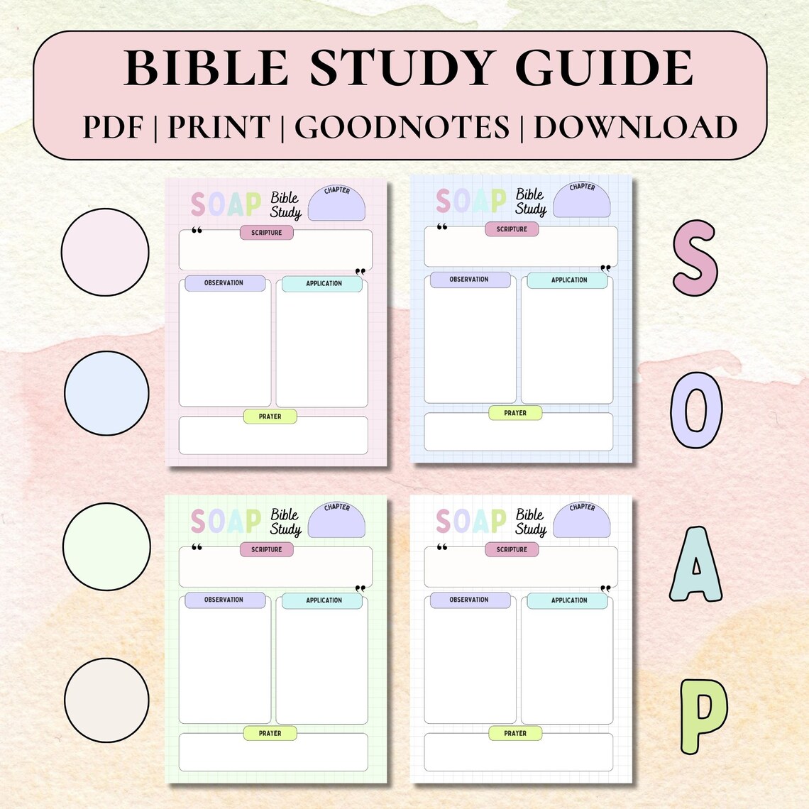 SOAP Bible Study Template, Printable Bible Study Journal, SOAP Method ...