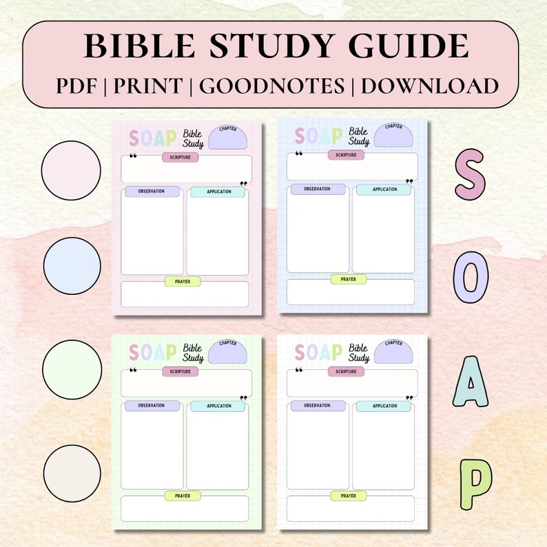 SOAP Bible Study Template, Printable Bible Study Journal, SOAP Method ...