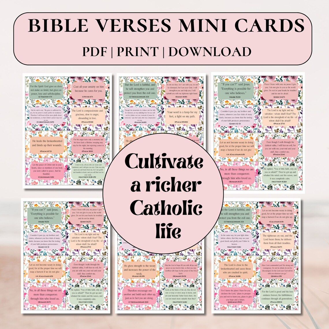 Bible Verse Cards, Printable Scripture Cards, Bible Study Tools, Mini ...