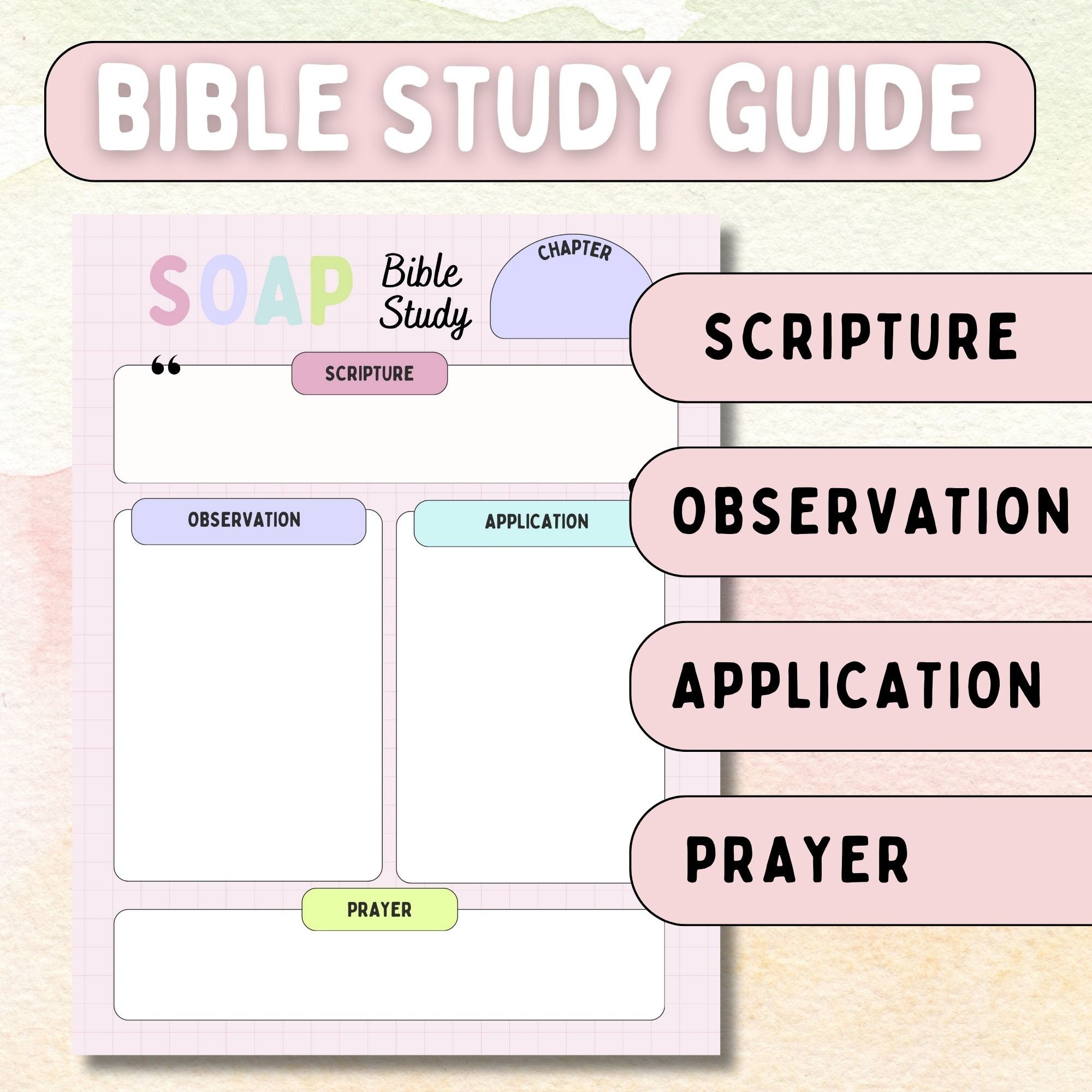SOAP Bible Study Template, Printable Bible Study Journal, SOAP Method ...