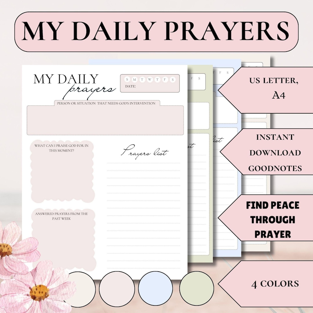 PRAYER Journal Printable, Daily Prayer Planner, Prayer Template, Travel ...