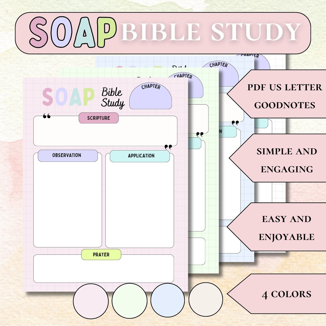 SOAP Bible Study Template, Printable Bible Study Journal, SOAP Method ...