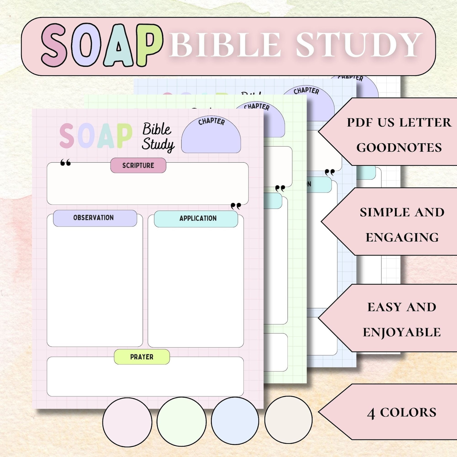 SOAP Bible Study Template, Printable Bible Study Journal, SOAP Method ...