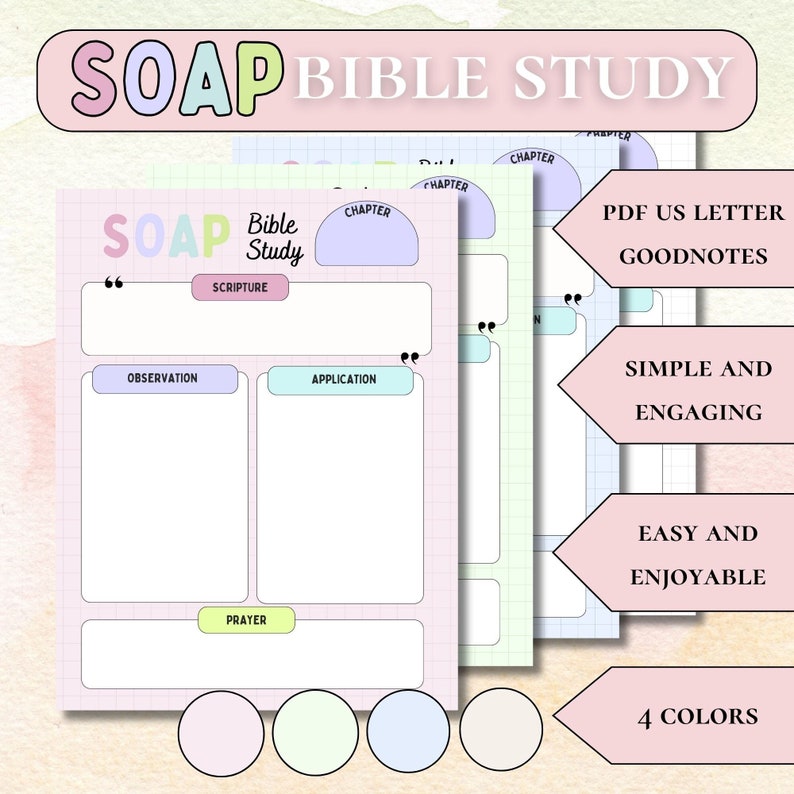 SOAP Bible Study Template, Printable Bible Study Journal, SOAP Method ...