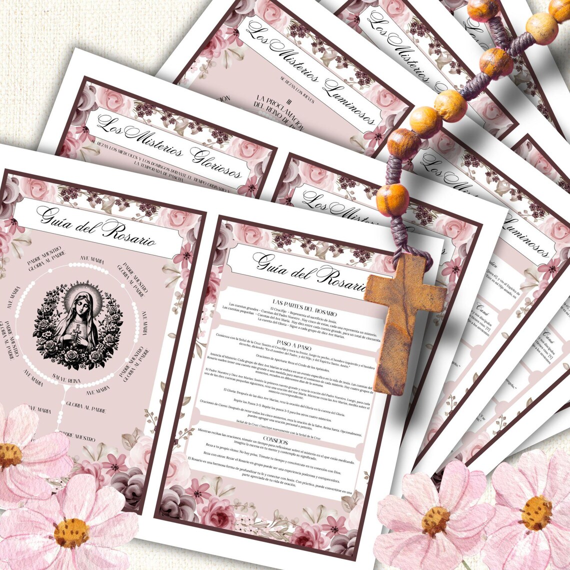 Spanish Catholic Rosary Prayer Guide, Prayer Board Kit, Printable ...